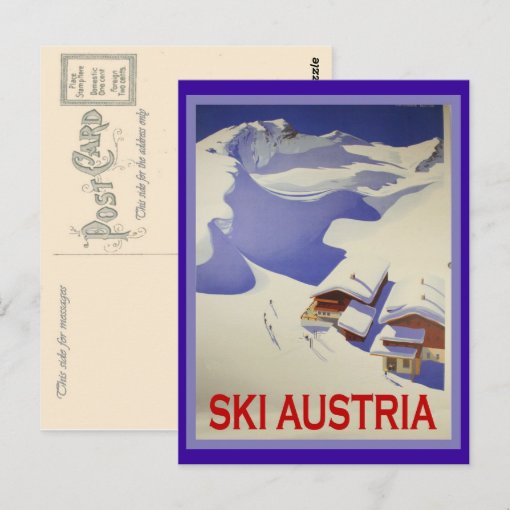 Vintage Ski Poster, Ski Austria Postcard | Zazzle