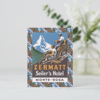 Vintage Ski Poster, Switzerland, Zermatt, Postcard | Zazzle