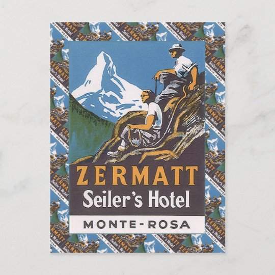 Vintage Ski Poster, Switzerland, Zermatt, Postcard | Zazzle.com