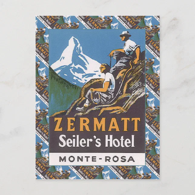 Vintage Ski Poster, Switzerland, Zermatt, Postcard | Zazzle