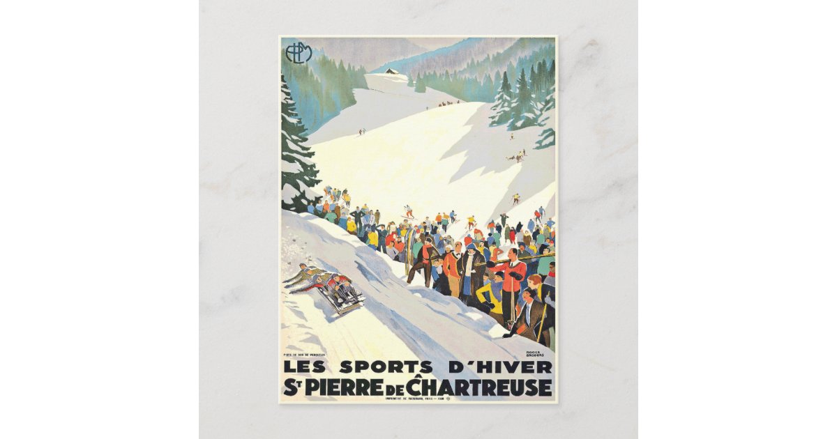 Vintage Ski Resort Postcard from Switzerland | Zazzle
