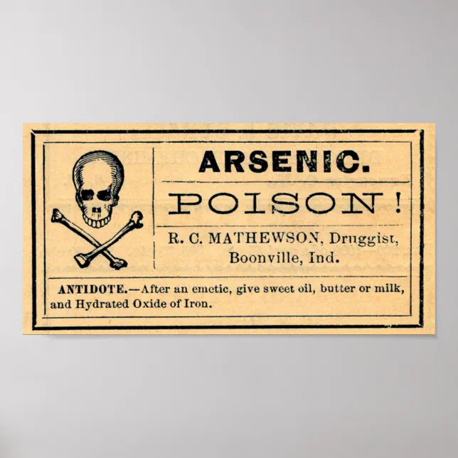 Vintage Skull Arsenic Poison Label Poster Sign | Zazzle