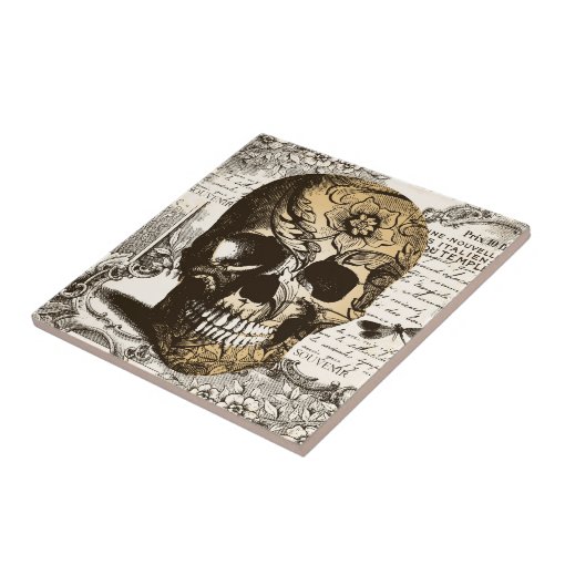 Vintage Skull Ceramic Tile | Zazzle