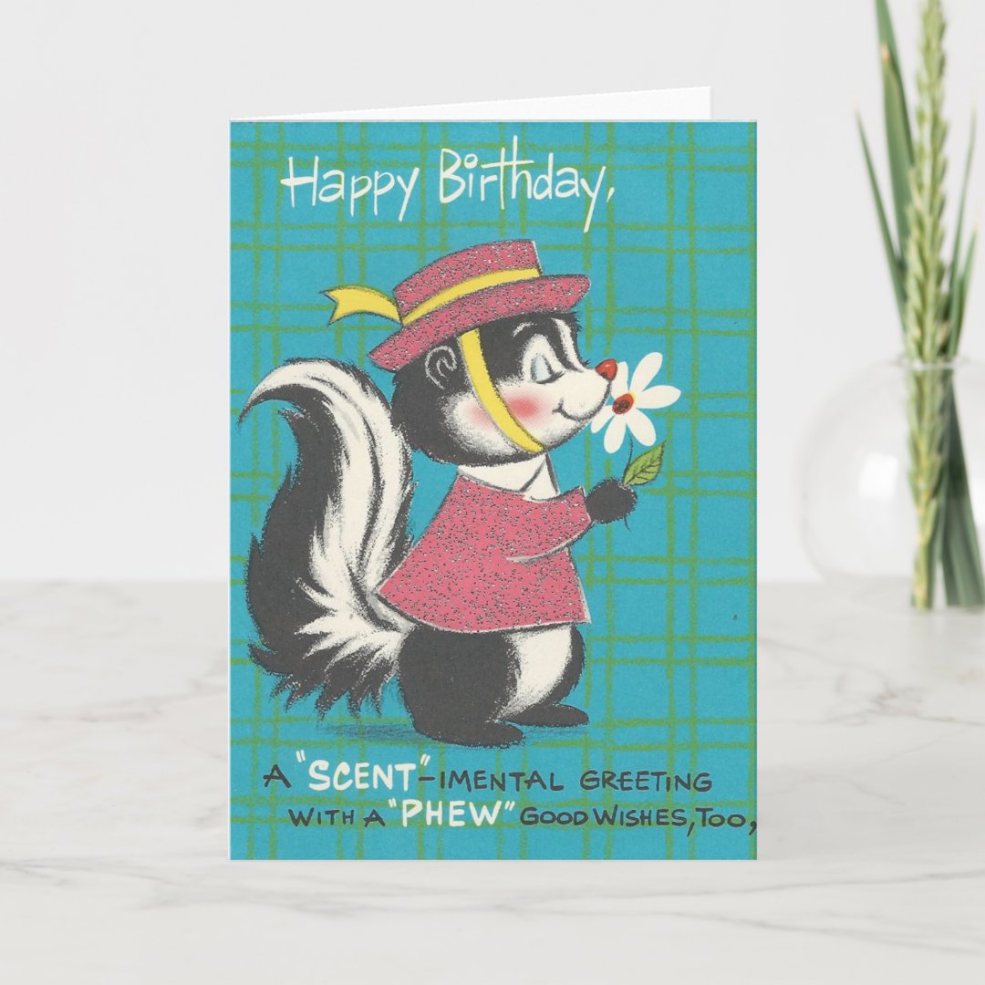 Vintage Skunk Happy Birthday Card | Zazzle