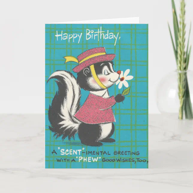 Vintage Skunk Happy Birthday Card | Zazzle