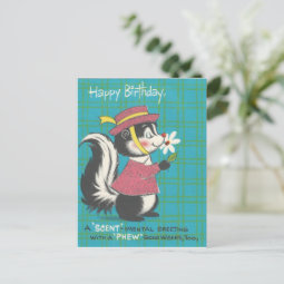 Vintage Skunk Happy Birthday Postcard | Zazzle