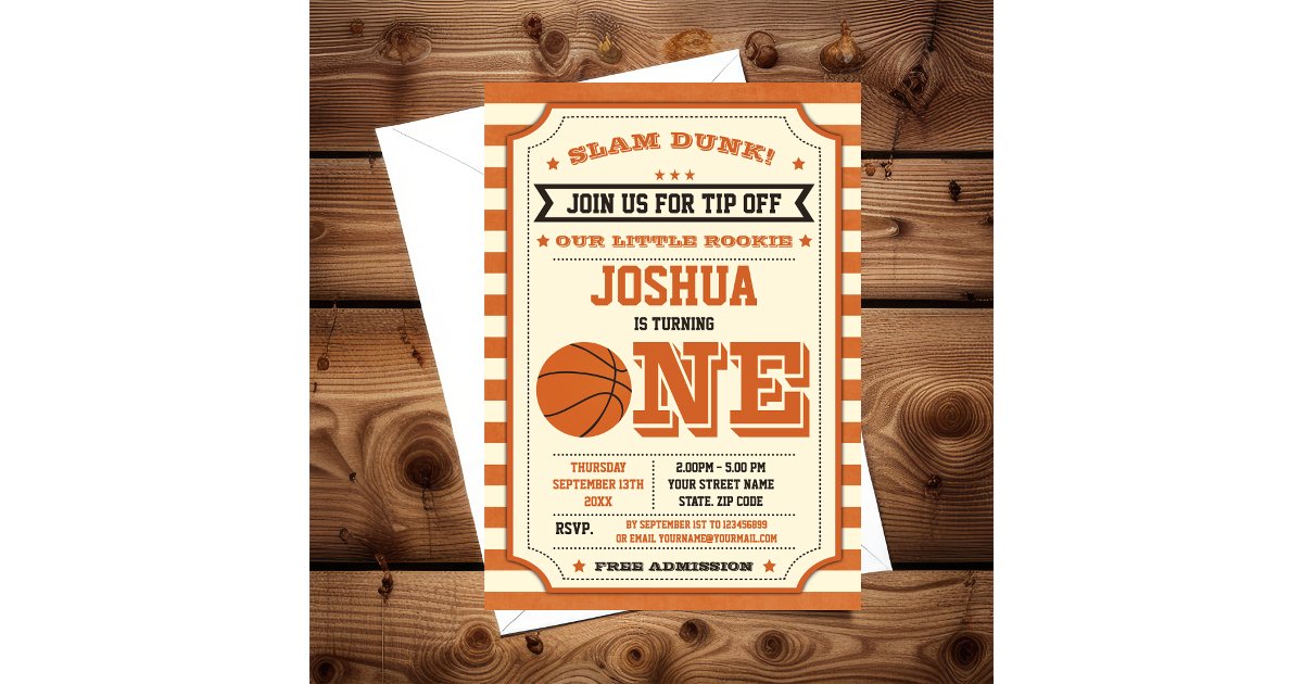 Vintage Slam Dunk 1st Birthday Ticket Invitation | Zazzle