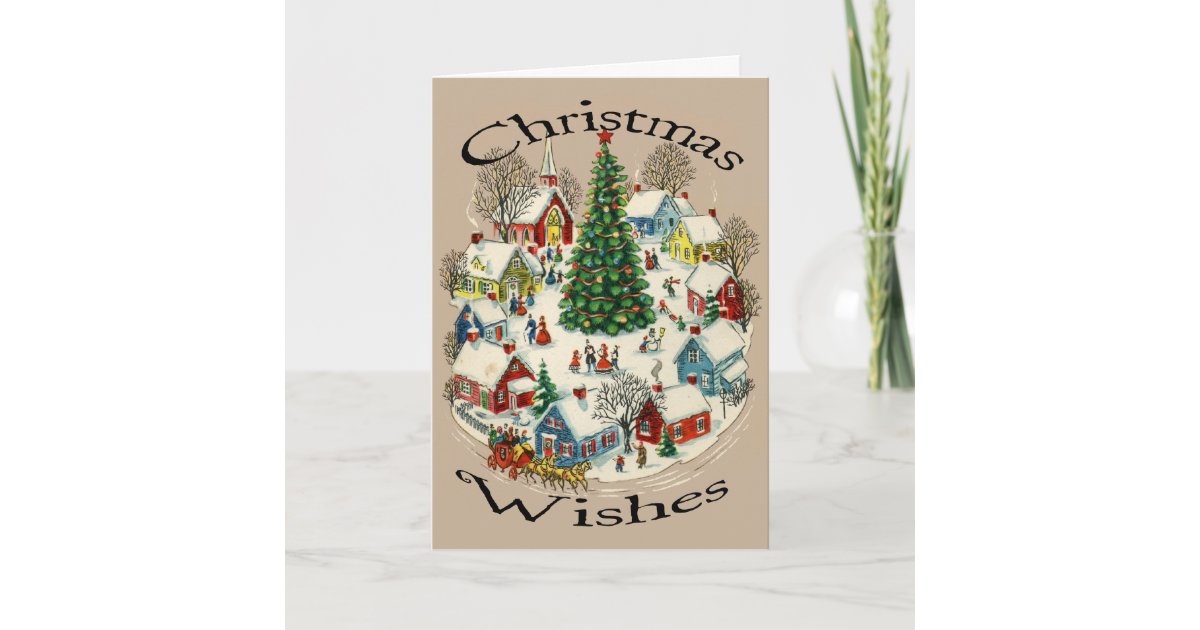 Vintage Small Town Christmas card | Zazzle