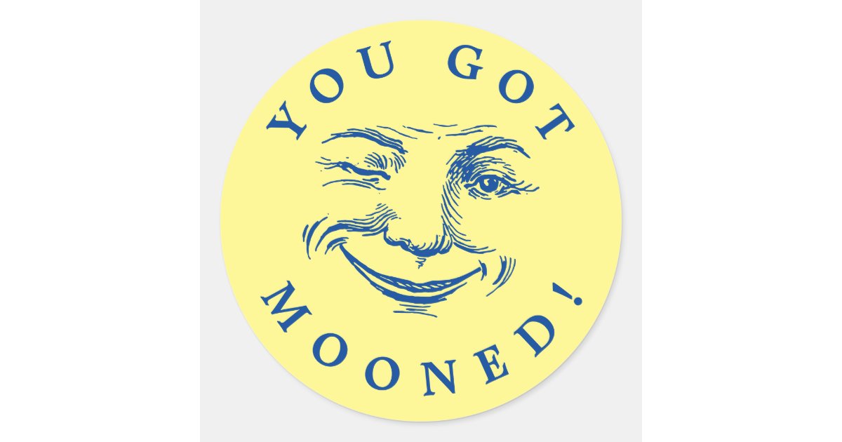 Vintage Smiling Moon Face Classic Round Sticker | Zazzle