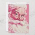 Vintage Smiling Santa Claus Retro Pink Christmas Holiday Card | Zazzle