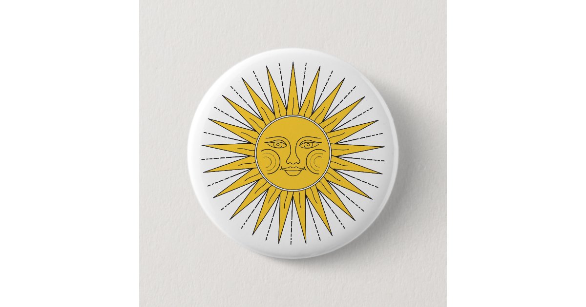 Vintage Smiling Sun Button | Zazzle
