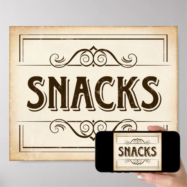 Vintage SNACKS Sign Print | Zazzle