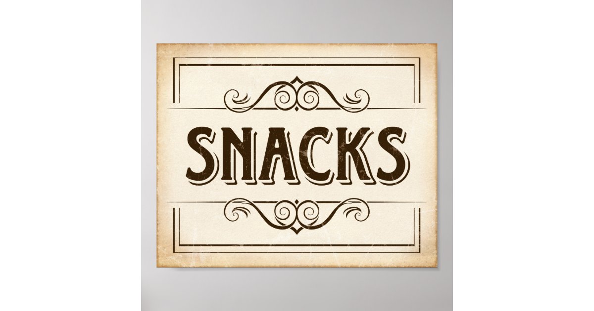 Vintage SNACKS Sign Print | Zazzle