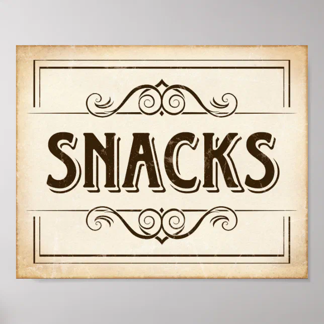 Vintage SNACKS Sign Print | Zazzle
