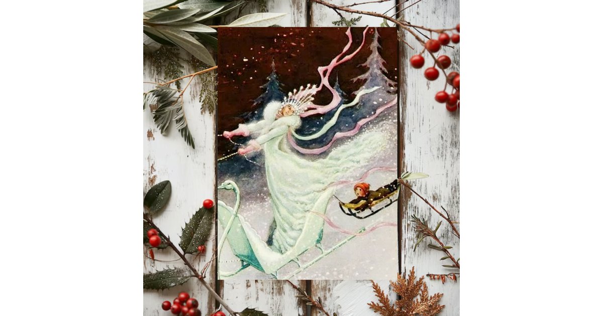 Vintage Snow Queen Rudolf Koivu Holiday Card | Zazzle