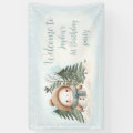 Vintage Snowman Blue Winter 1st Birthday Banner | Zazzle