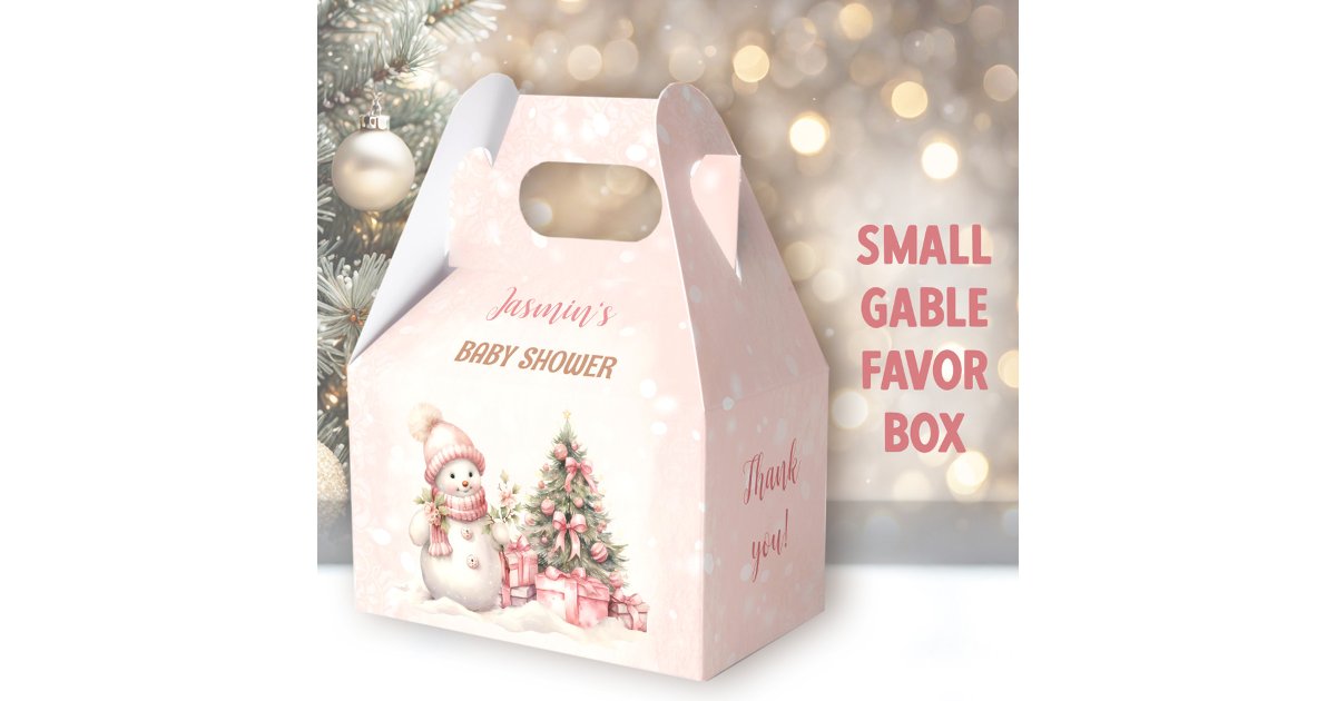 Vintage Snowman Christmas Girl Baby Shower Small Favor Boxes | Zazzle