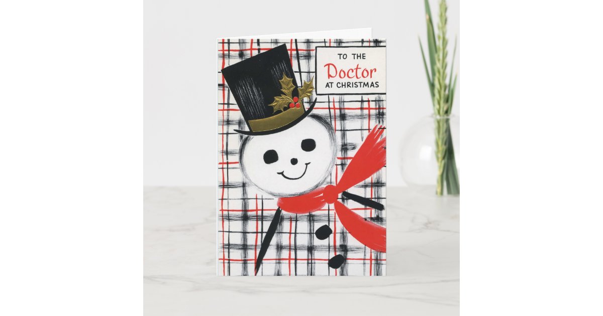 Vintage Snowman For Doctor Holiday Card | Zazzle