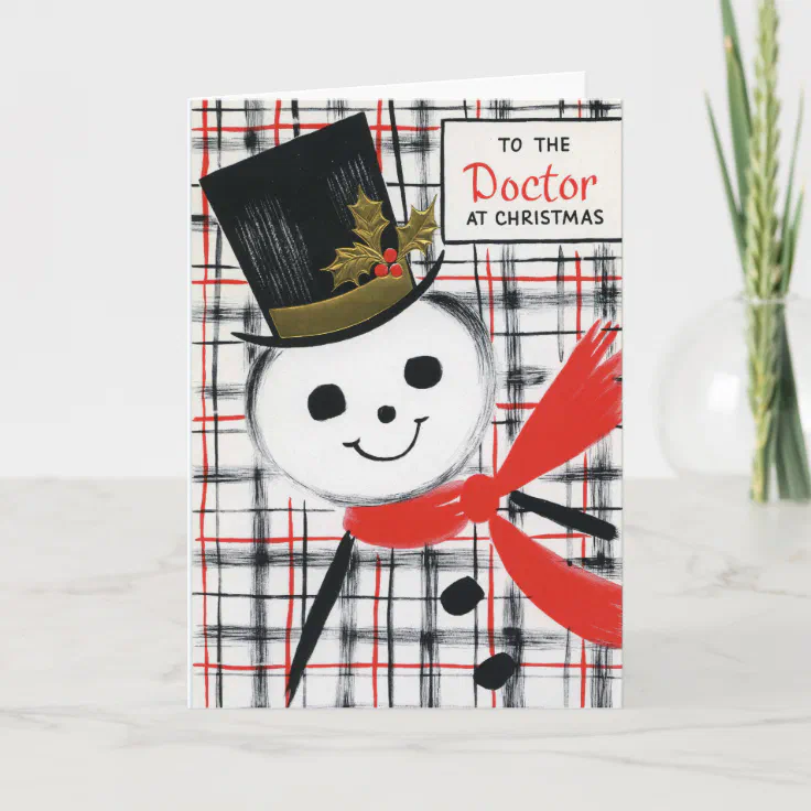 Vintage Snowman For Doctor Holiday Card | Zazzle