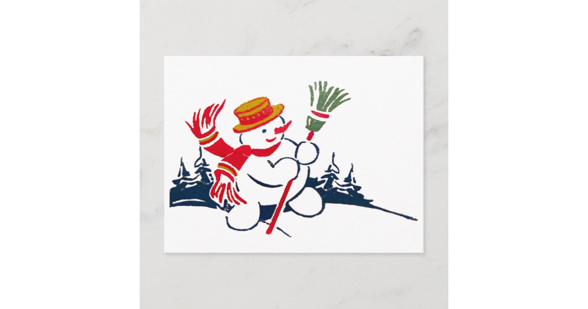 Vintage Snowman Postcard | Zazzle