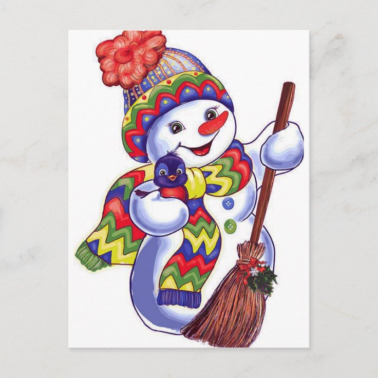 Vintage Snowman Postcard | Zazzle