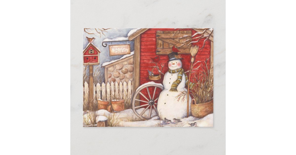 Vintage Snowman Postcard | Zazzle