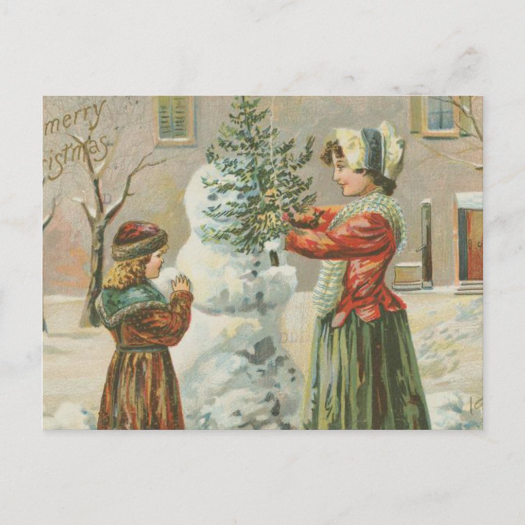 Vintage Snowman Postcard | Zazzle
