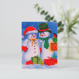 Vintage Snowman Postcard | Zazzle