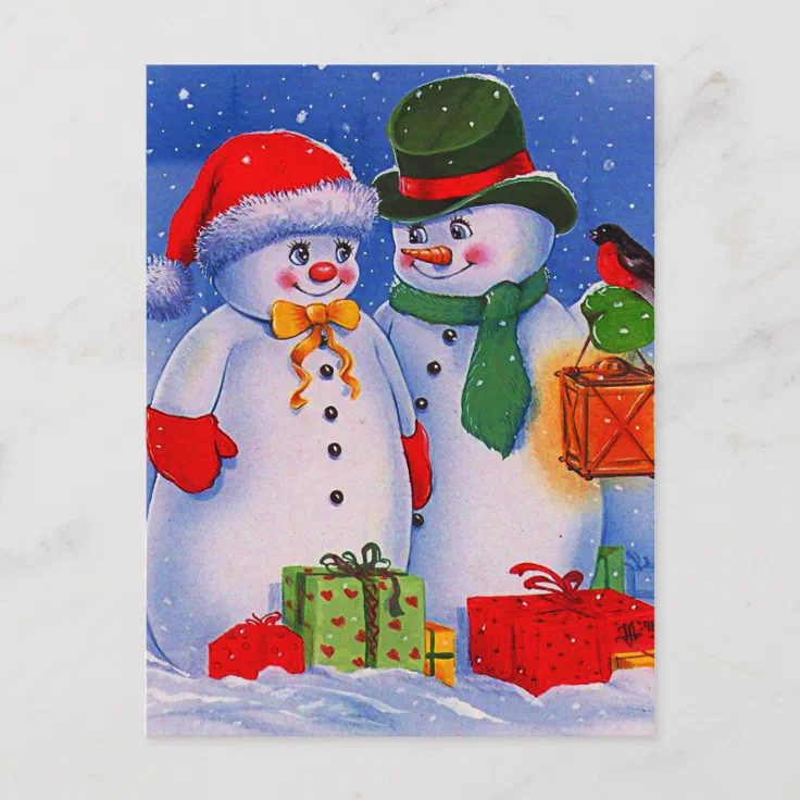 Vintage Snowman Postcard | Zazzle