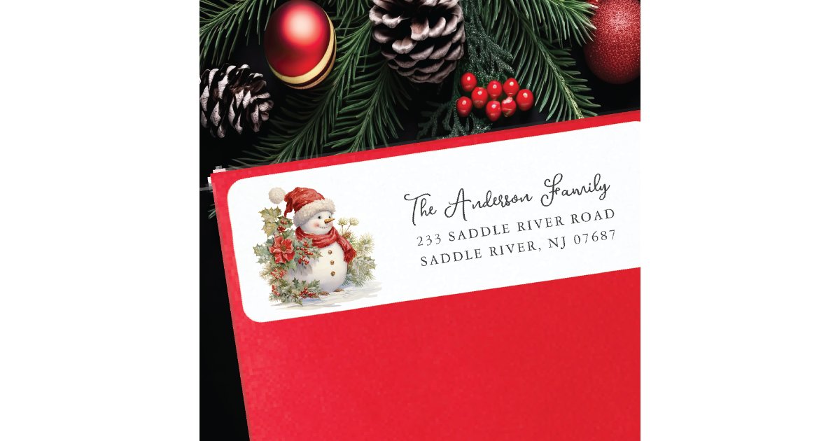 Vintage Snowman Return Address Label | Zazzle