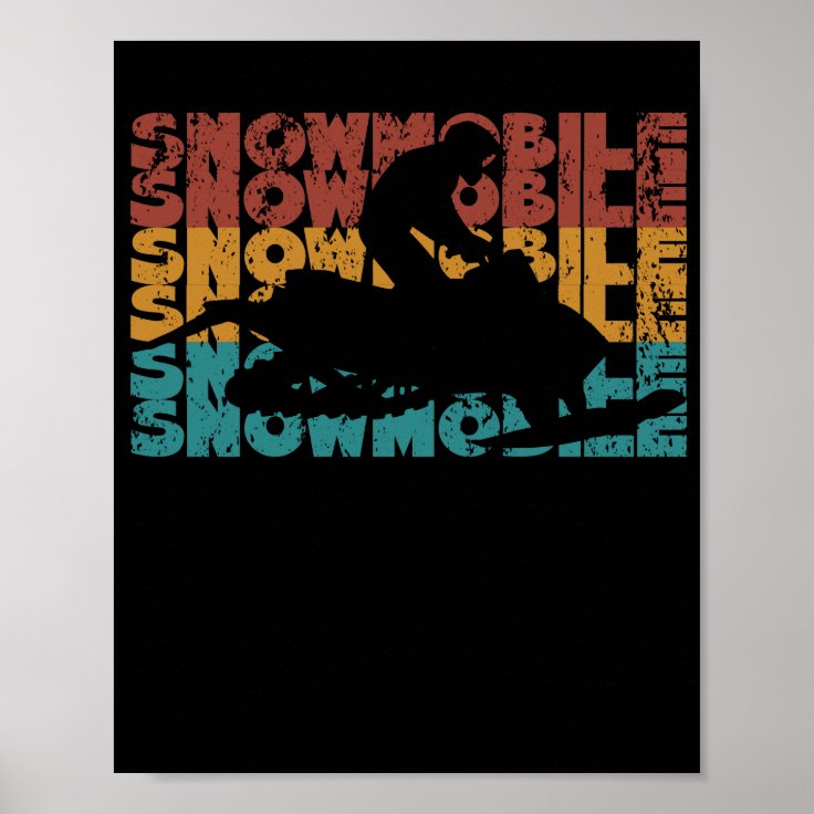 Vintage snowmobile retro snow mobile winter poster | Zazzle