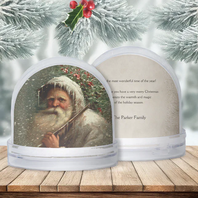 Vintage Snowy Old Father Christmas Snow Globe | Zazzle