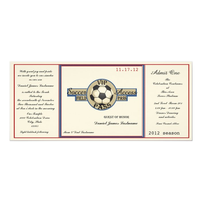 Vintage Soccer Field Pass on Felt Paper Invitation | Zazzle.com