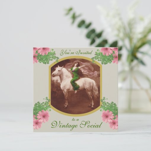 Vintage Social Invitation with romantic postcard | Zazzle