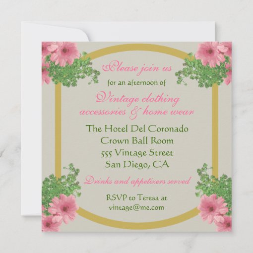 Vintage Social Invitation with romantic postcard | Zazzle
