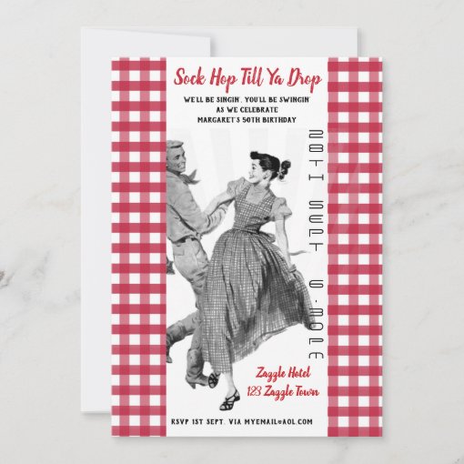 Vintage SOCK HOP Retro BIRTHDAY Invitation 50th | Zazzle