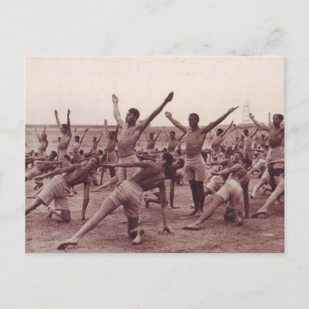 Vintage Soldiers Exercising Postcard | Zazzle