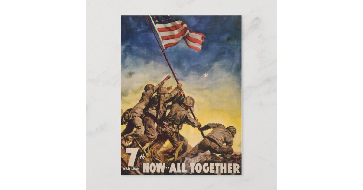 Vintage Soldiers Planting Flag War Postcard Zazzle