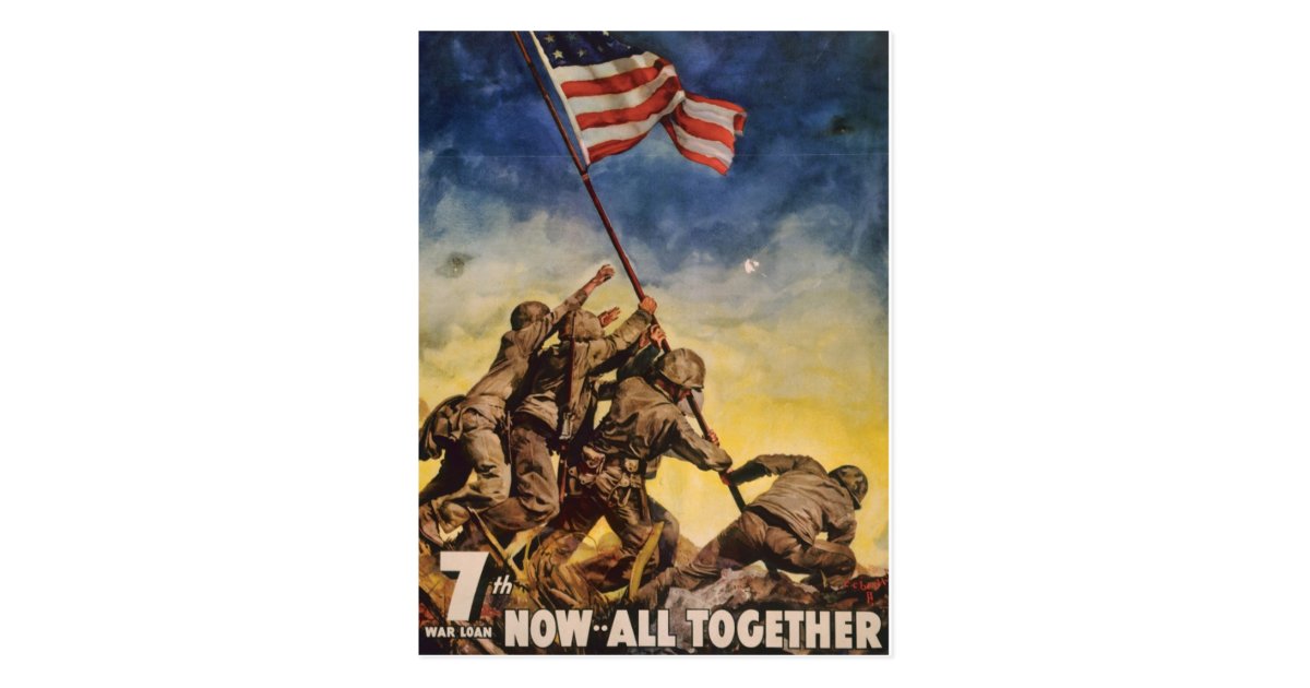 Vintage Soldiers Planting Flag War Postcard | Zazzle.com