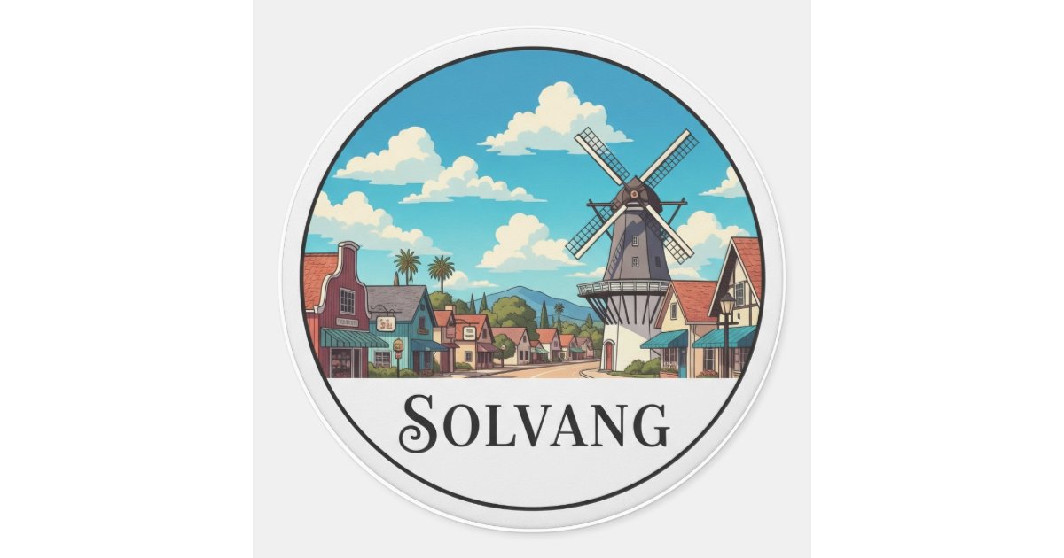 Vintage Solvang California Classic Round Sticker | Zazzle