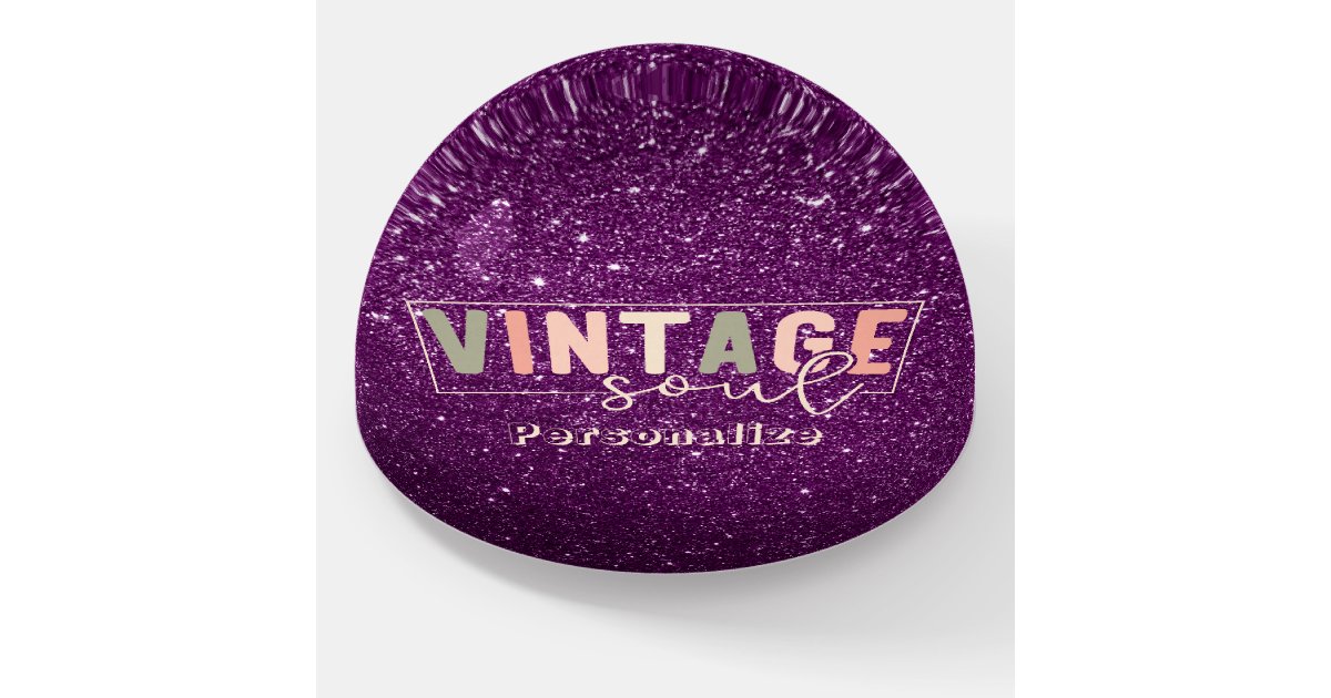 Vintage Soul Quote Retro Colors Purple Glitter Paperweight | Zazzle