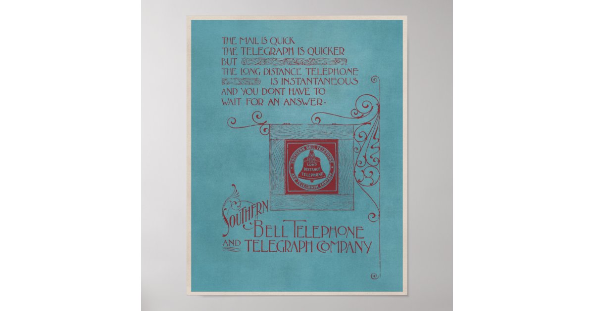 Vintage Southern Bell Telegraph Telephone Advert Poster | Zazzle