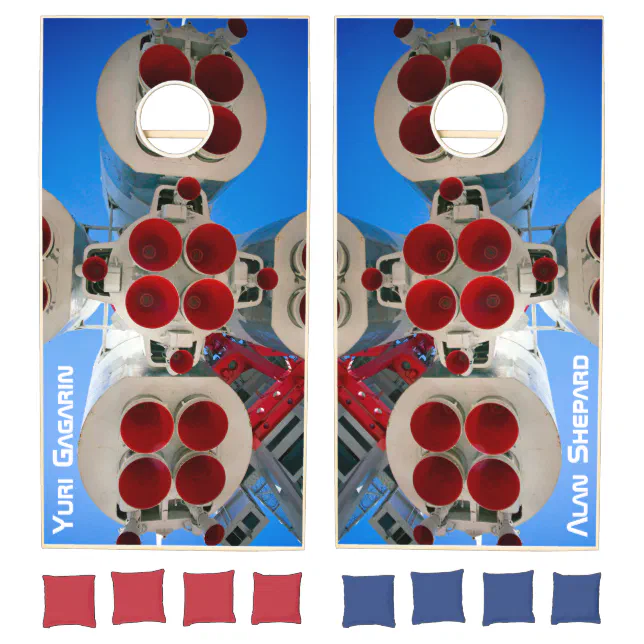 Vintage Space Rocket. First Men In Space Cornhole Set | Zazzle