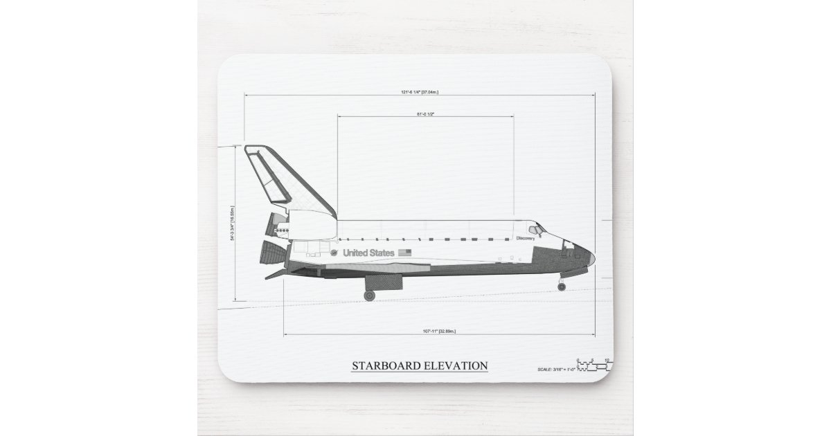 Vintage Space Shuttle Concept Technical Drawing Mouse Pad | Zazzle