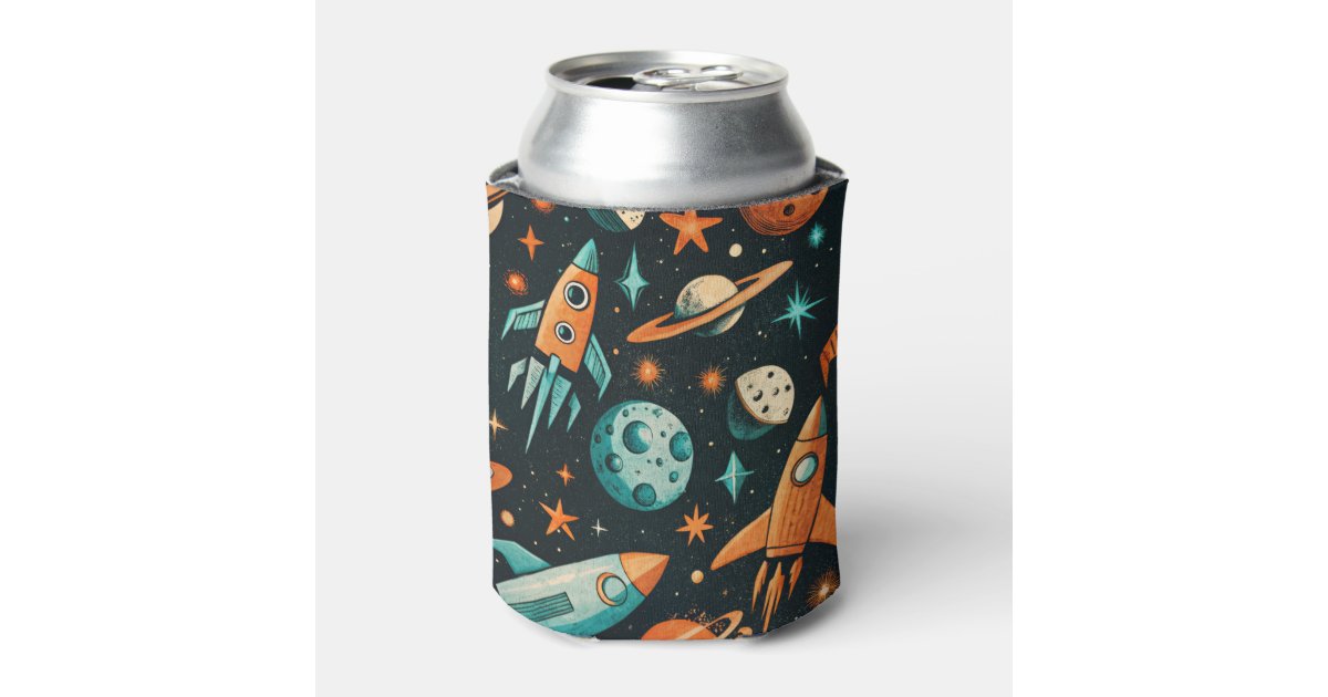 Vintage Spacecraft Rocket Ships Pattern -Cosmos(2) Can Cooler | Zazzle