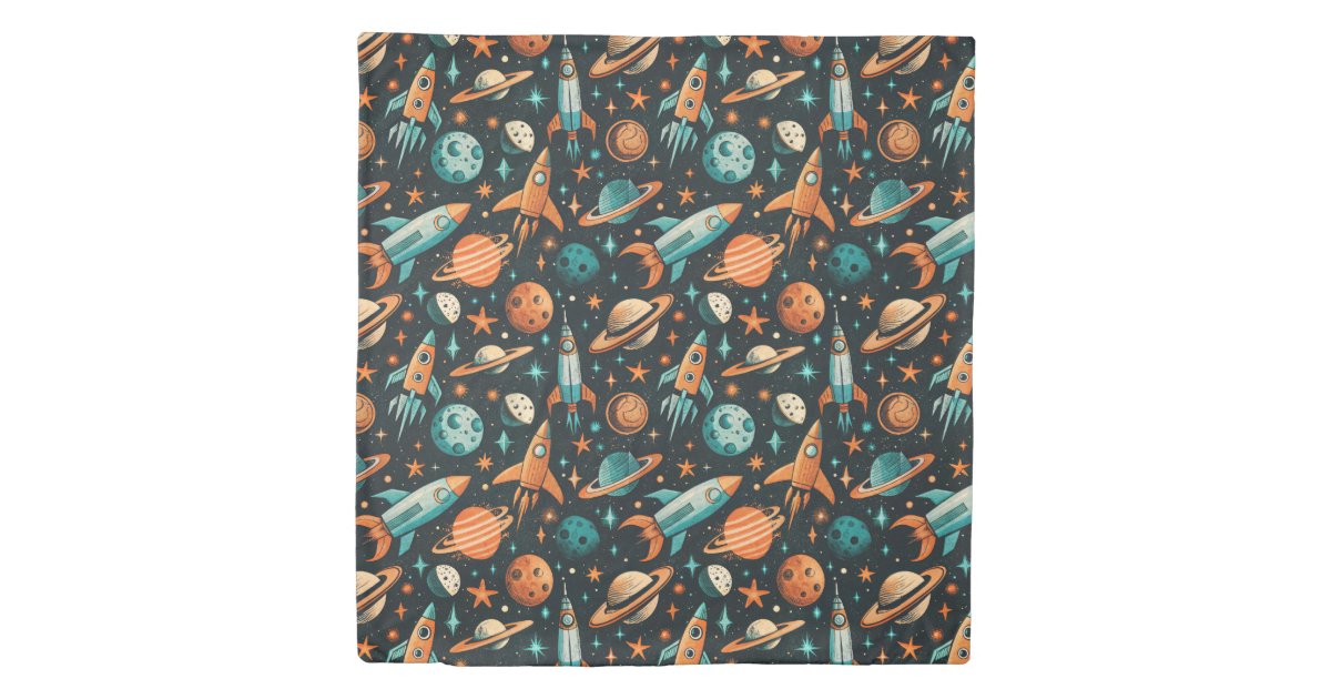 Vintage Spacecraft Rocket Ships Pattern -Cosmos(2) Duvet Cover | Zazzle