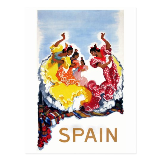 Vintage Spain Flamenco Dancers Travel Poster Postcard | Zazzle.com