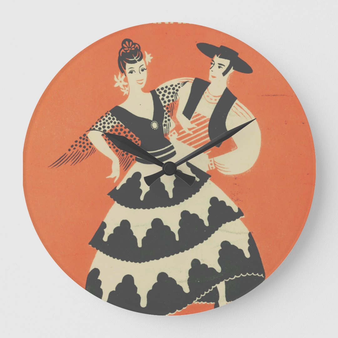 Vintage Spanish Large Round Clock | Zazzle