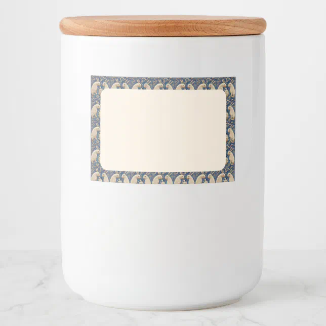 Vintage Spanish Tile Animal Rabbit Tortoise Blue Food Label | Zazzle