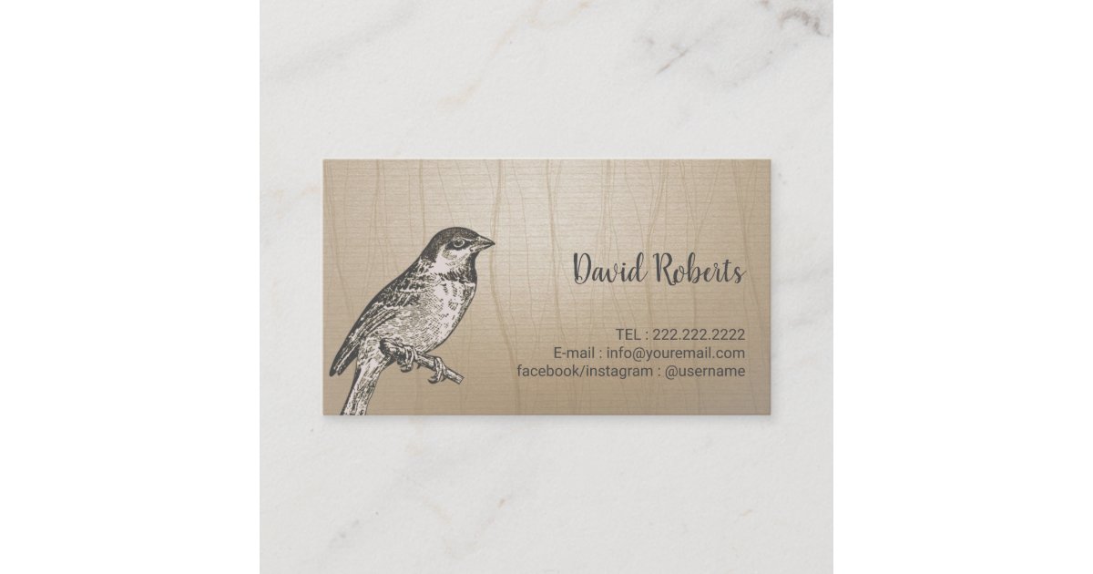 Vintage Sparrow Calling Card | Zazzle